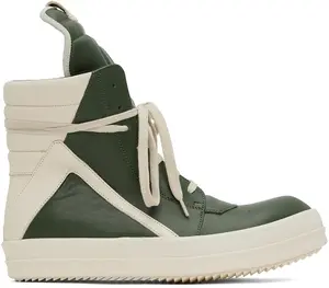 Rick Owens Green Geobasket Sneakers In 5511 Moss/Milk/Milk - 40